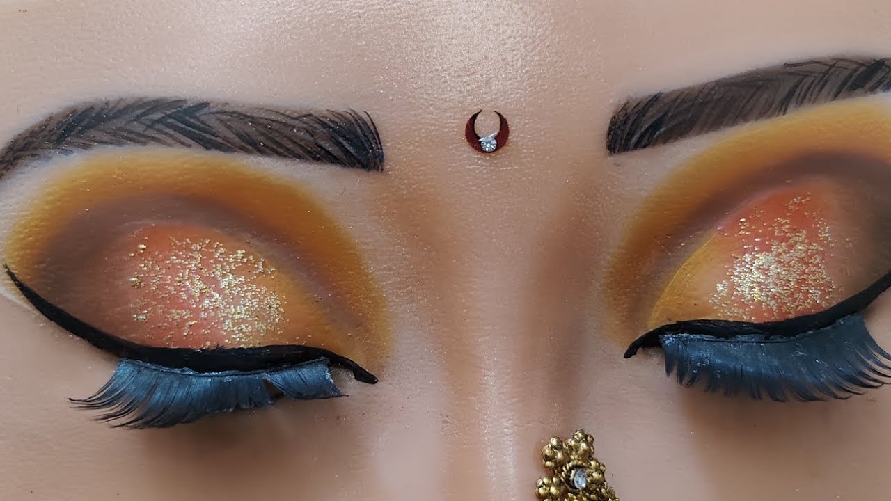 haldi look I makeup || party wear eye makeup ||makeup practice on dummy ...