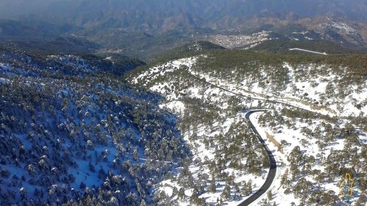 Snowy Troodos Mountains - The Island of Cyprus Aerial Drone Shot - YouTube