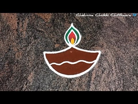 Easy&Beautiful Deepa Rangoli Design🪔Deepavali Deepa Rangoli Colors🪔 ...