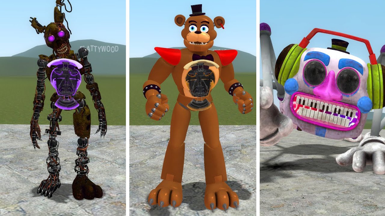 ENTERING ALL FNAF SECURITY BREACH GLAMROCK ANIMATRONICS In Garry's Mod ...