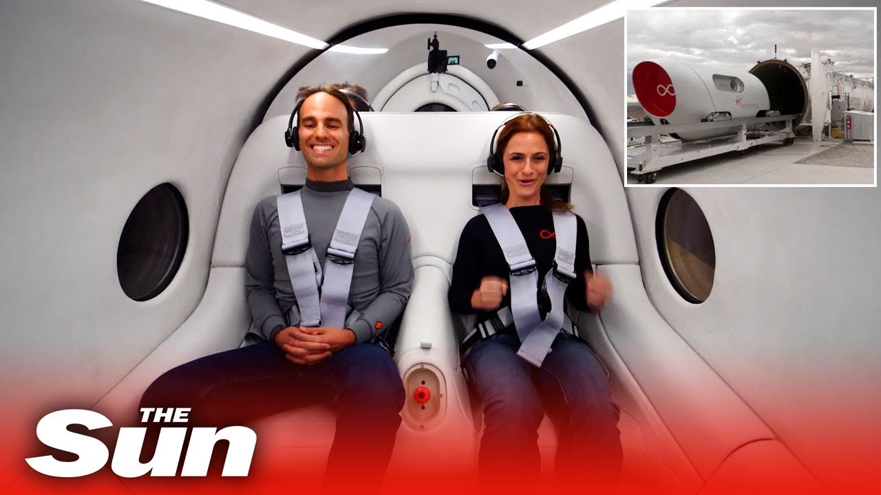 First passengers try high-speed Virgin Hyperloop vacuum pods - YouTube