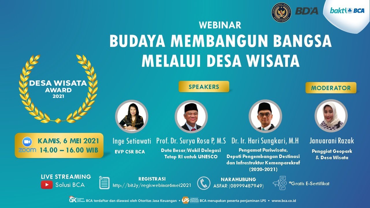 CSR BCA | Webinar "Budaya Membangun Bangsa Melalui Desa Wisata" - YouTube