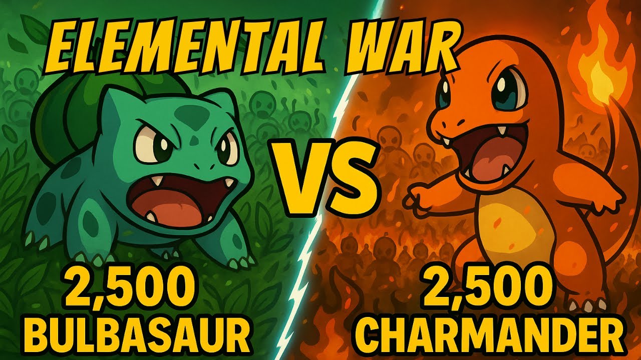 2 500 Bulbasaur vs 2 500 Charmander – Grass vs Fire Showdown! - YouTube