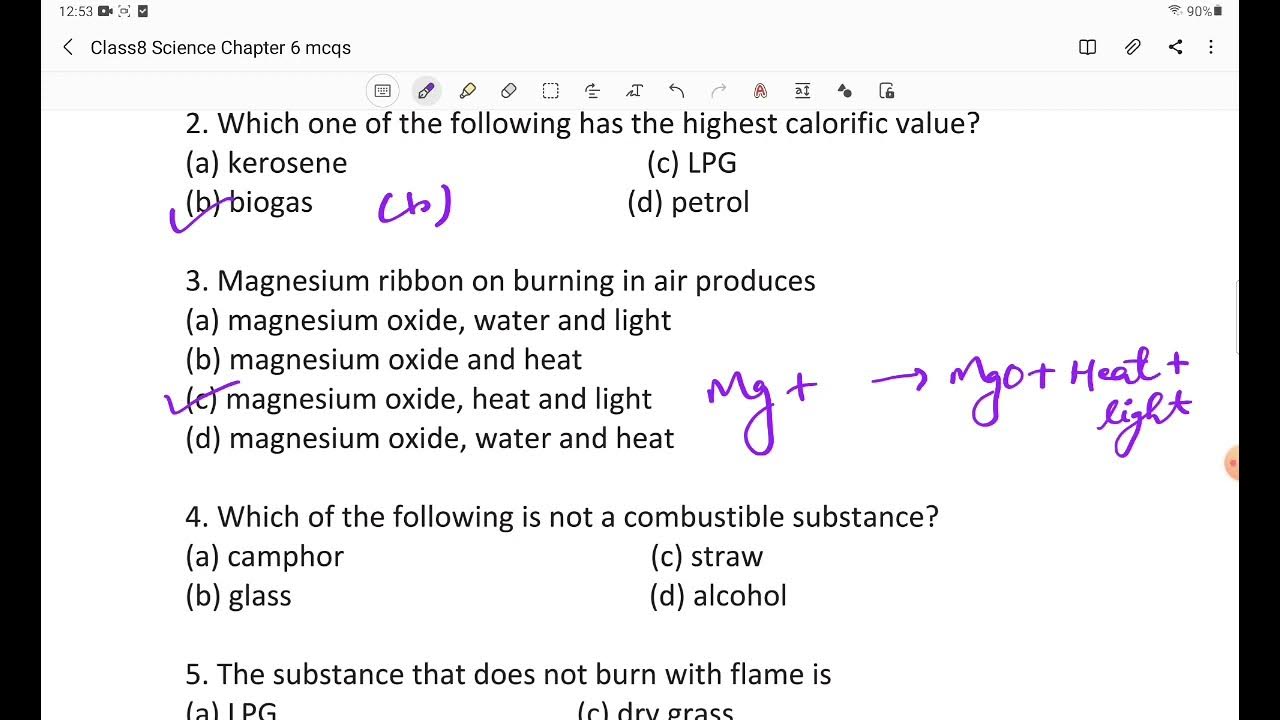 Class8 Science Chapter 6 Combustion and Flame MCQs - YouTube