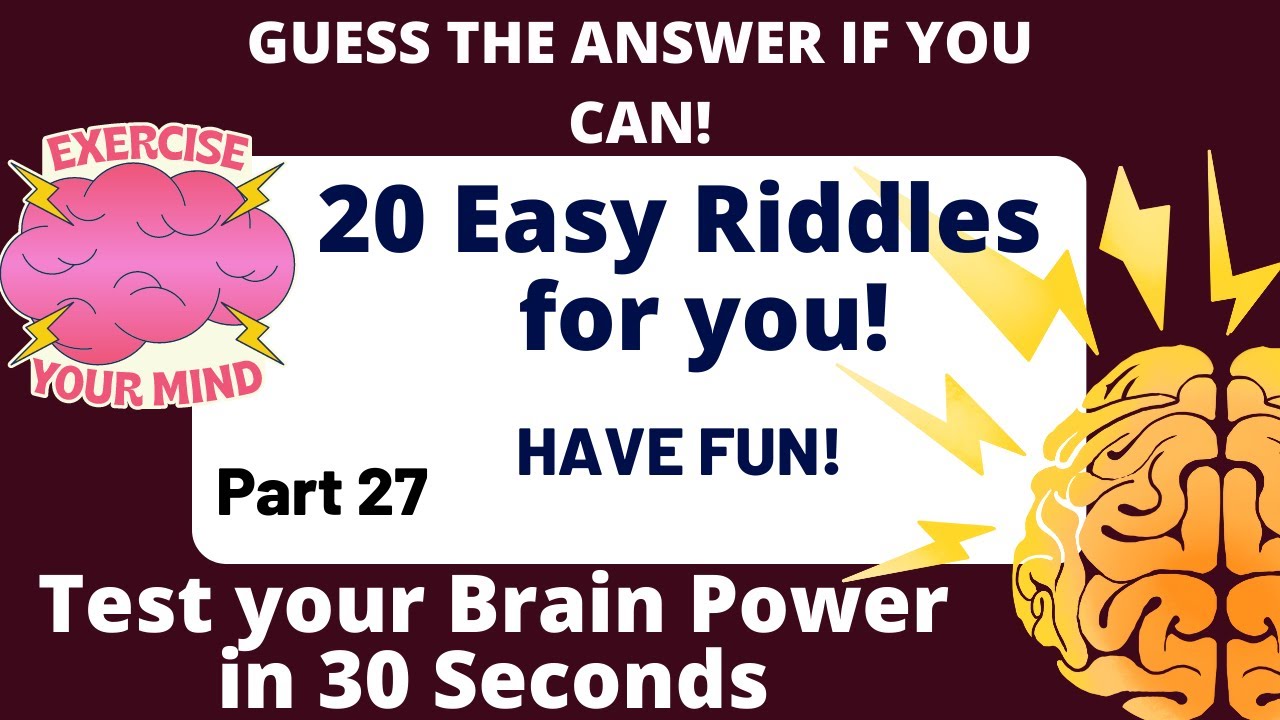 20 Easy Riddles27|Only a genius can answer these 20 tricky Riddles|Test ...