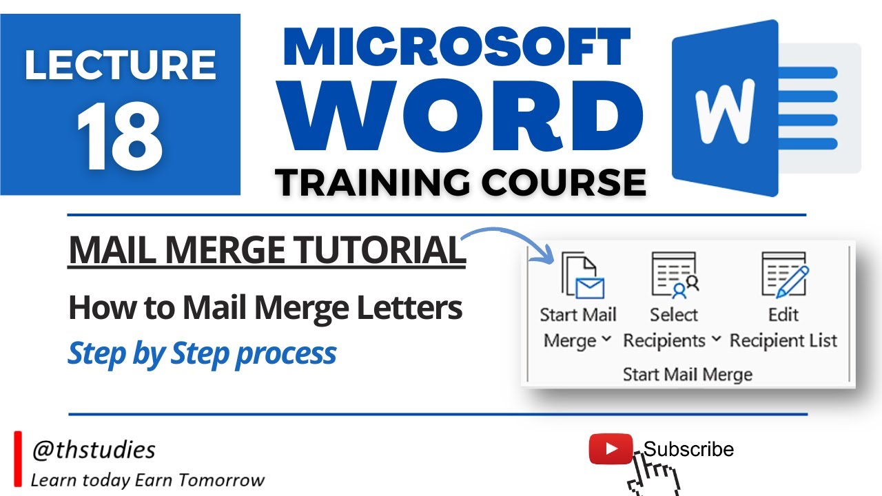 MS Word Training Course Lecture 18 | MS Word Mail Merge Complete ...