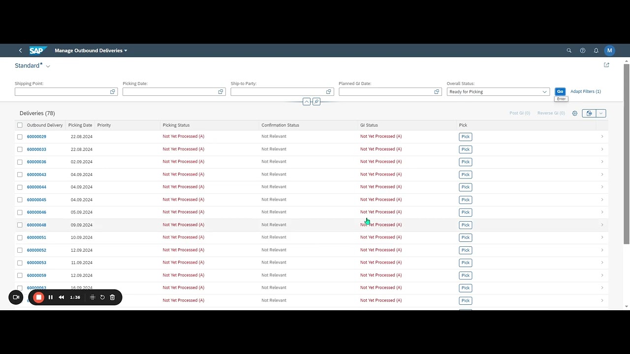 SAP SD Create Outbound Delivery SAP Pick Quantity SAP - YouTube