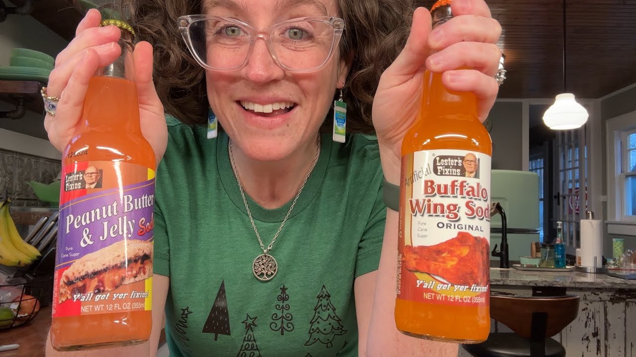 Paige Tries Buffalo Wing Soda and Peanut Butter & Jelly Soda - YouTube