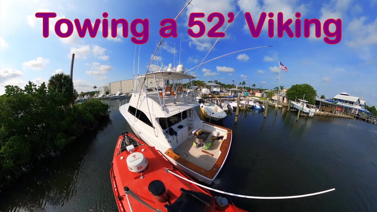 Towing a 52' Viking on a Hip Tow From Slip into to A&J for Haulout in ...