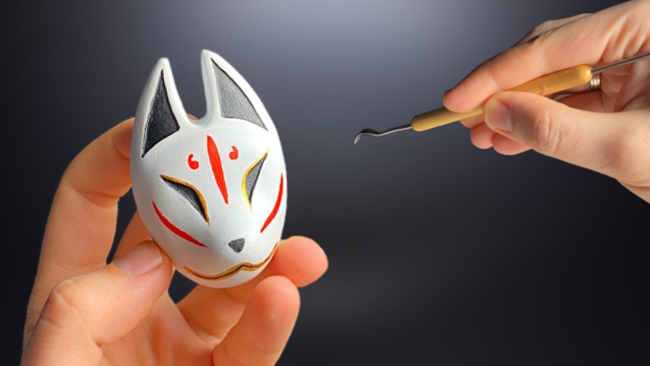 I made mini Kitsune traditional japanese fox mask - YouTube