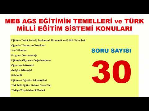 YENİ MEB AGS EĞİTİMİN TEMELLERİ ve TÜRK MİLLİ EĞİTİM SİSTEMİ KONULARI ve SORU SAYISI 2026 #ags
