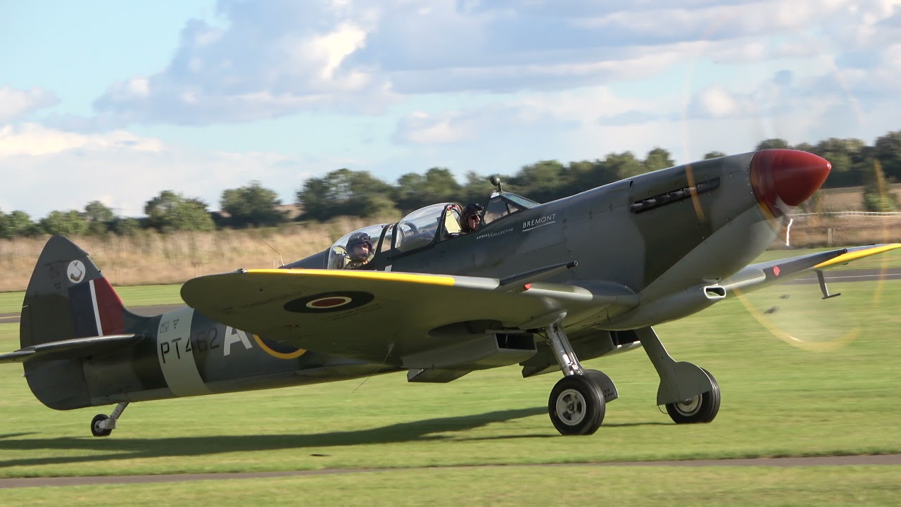 Spitfire T IX, PT462, G-CTIX - Taxi & Take Off. - YouTube