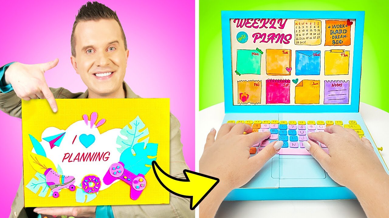 Create Your Own Cardboard Laptop Planner by Imagine PlayWorld - YouTube