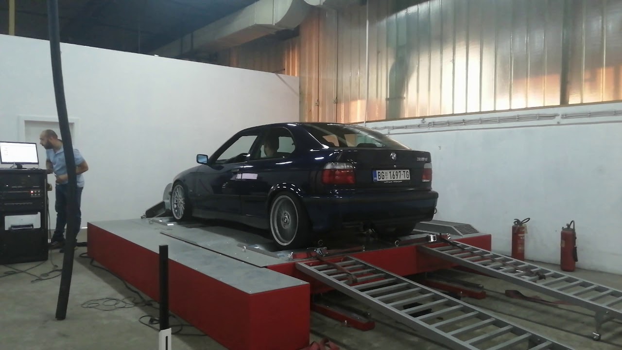 Bmw e36 318ti compact dyno run stock - YouTube