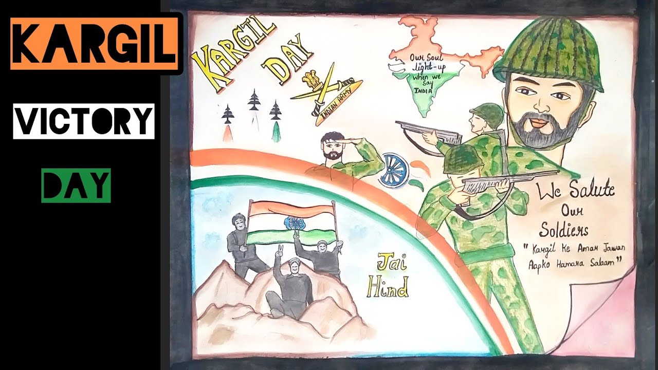 how to make poster for kargil day // drawing on kargil day // painting ...