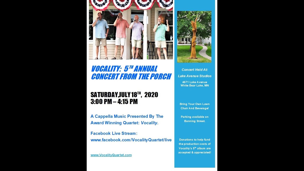 Vocality Concert From The Porch - 2020 - YouTube