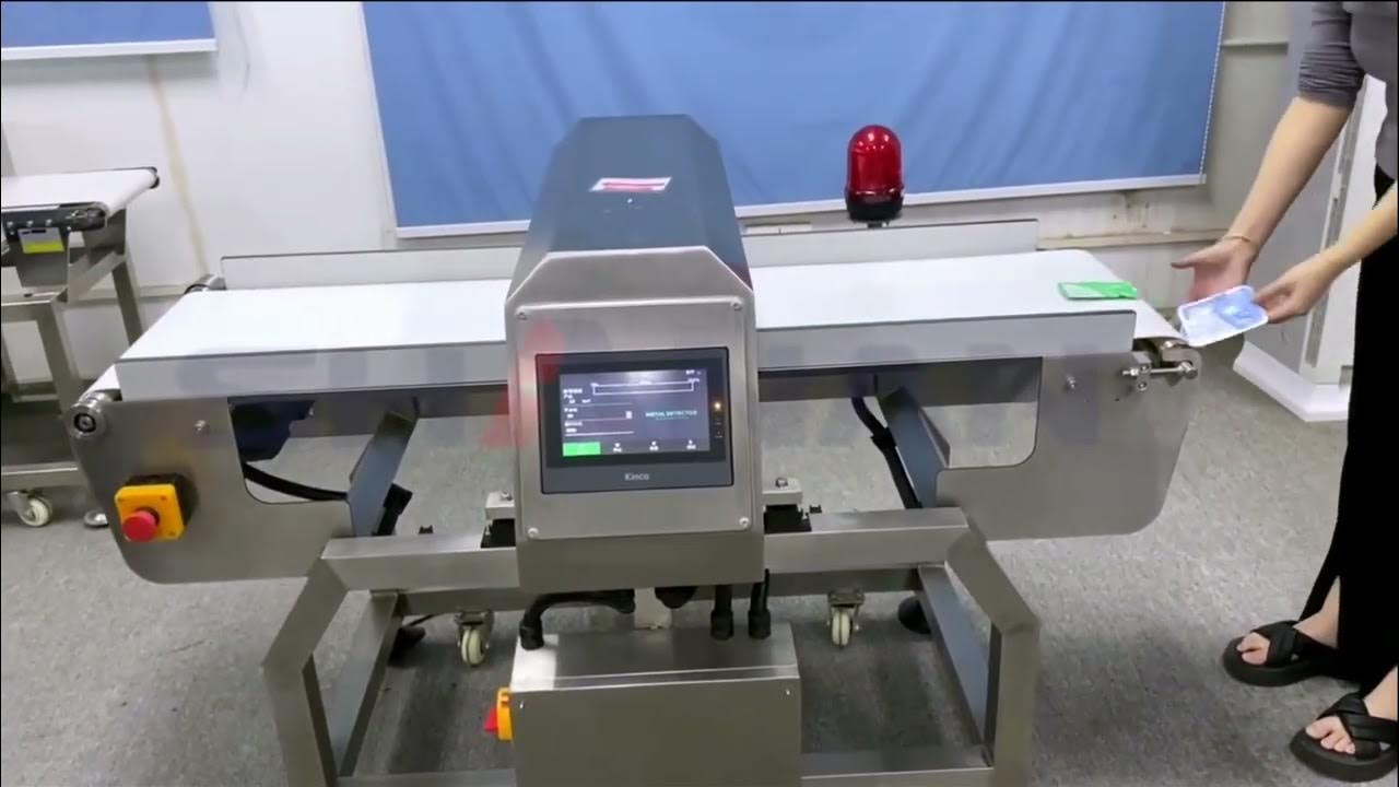 Metal detector automatic for boxes bags with rejection system - YouTube