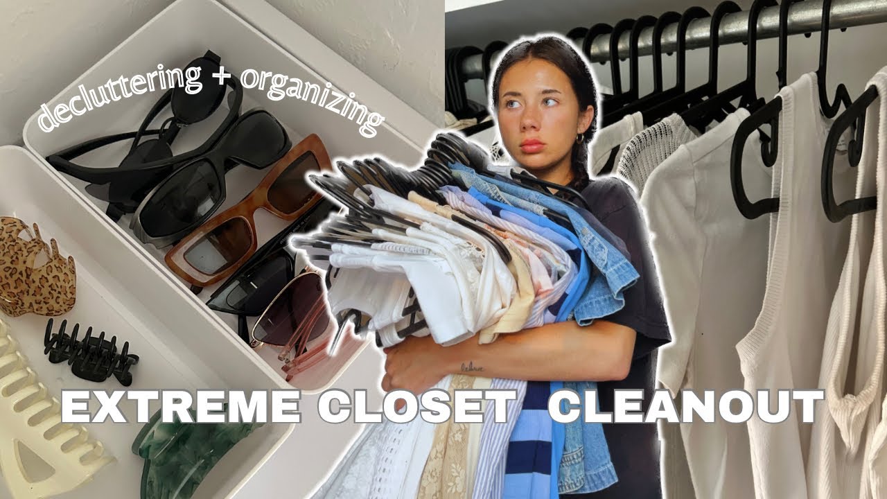 EXTREME CLOSET MAKEOVER! | decluttering & organizing my clothes for ...