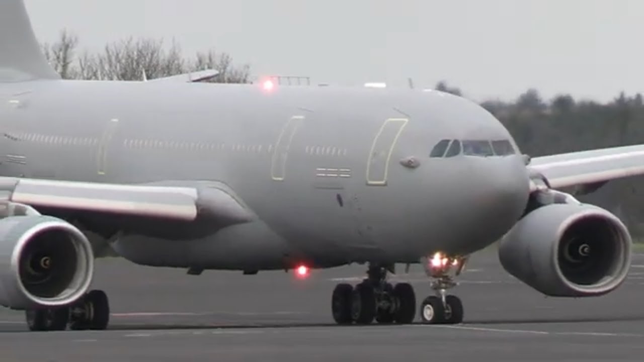 2 x Royal Air Force Airbus A332 KC2 Voyager arriving & departing ...