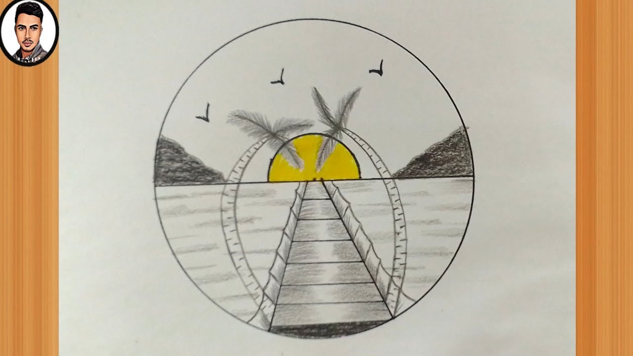 beautiful mountain Bridge drawing | Circle Drawing For Beginners ...