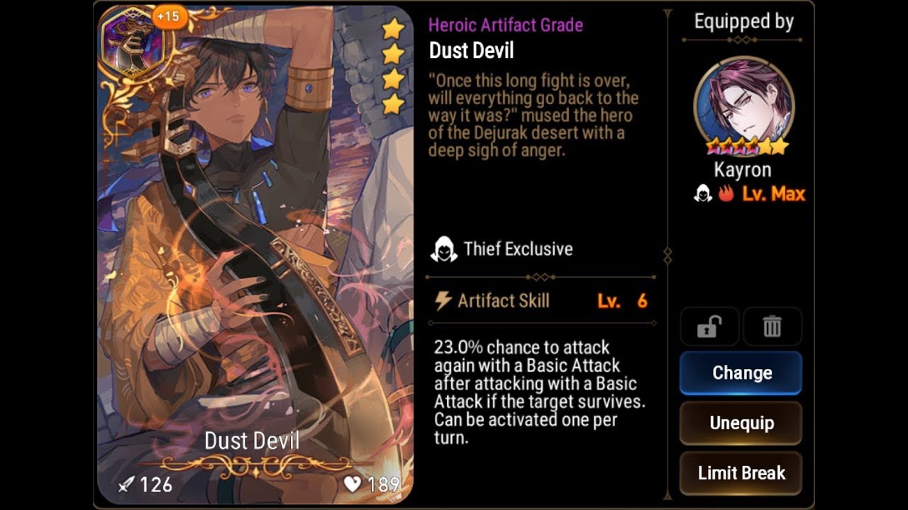 Epic Seven: Kayron with Dust Devil Artifact - YouTube