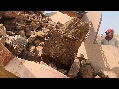 Massive Rock Stuck in Chain Jaw Crusher | Crushing Machine in Action! # ...