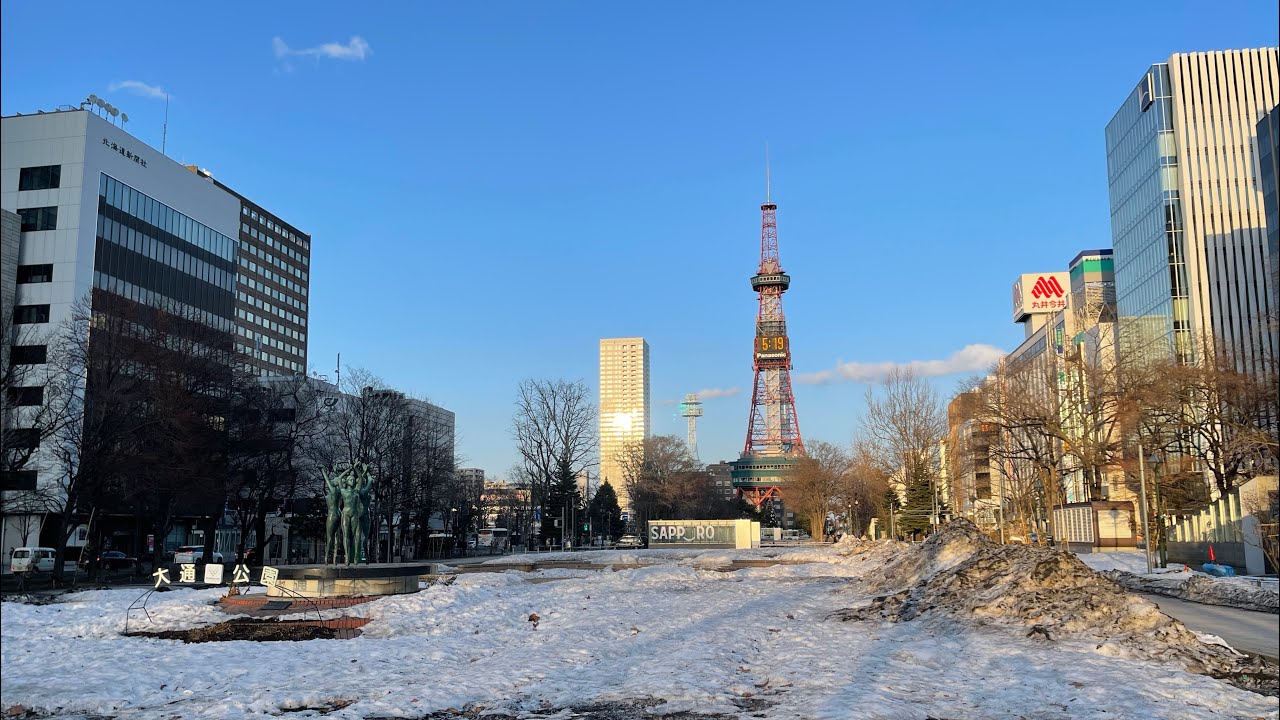 Odori Park Walk in Late March - Sapporo, Hokkaido, Japan - YouTube