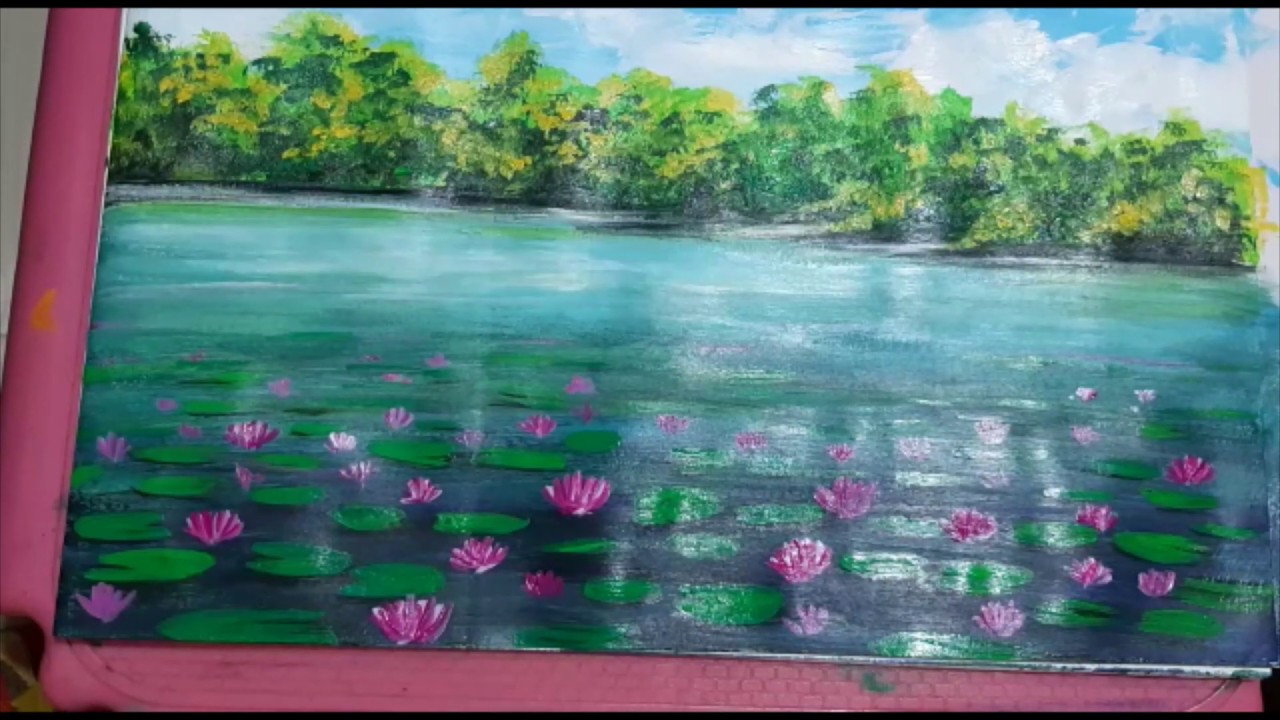 Lotus pond drawing - YouTube