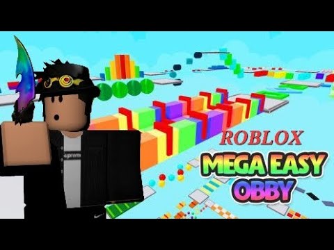 playing roblox mega easy obby - YouTube