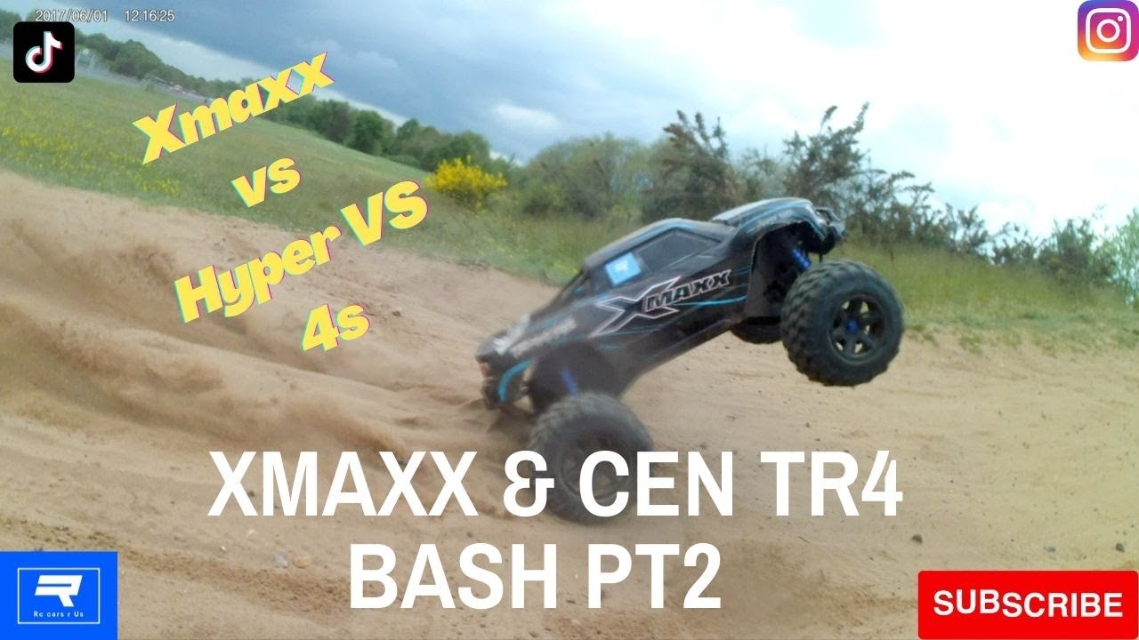 Xmaxx and Cen bash pt2, Racing a Hyper vs 4s - YouTube