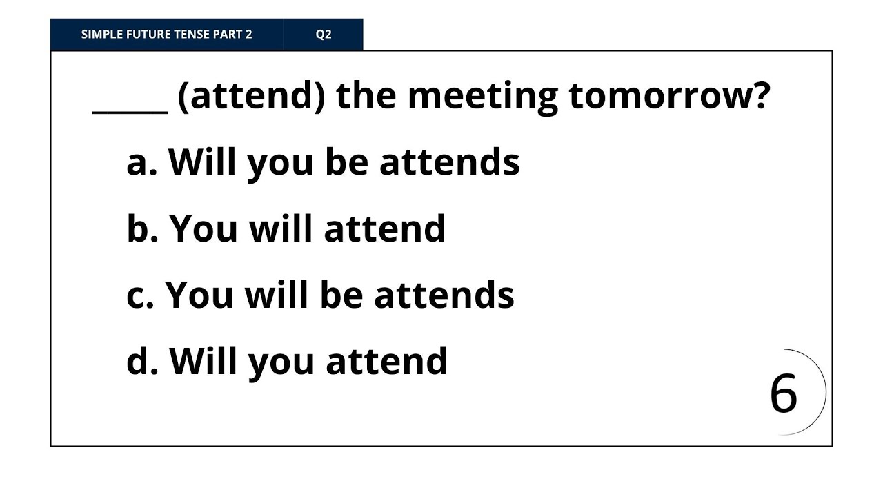 ENGLISH GRAMMAR QUIZ | SIMPLE FUTURE TENSE PART 2 | IELTS | TOEFL - YouTube