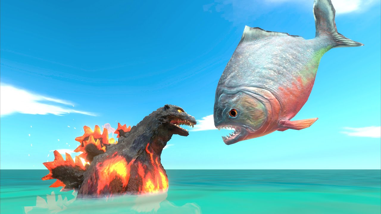 Godzilla Evolution Hunting Giant Piranha - Godzilla VS Fish - YouTube