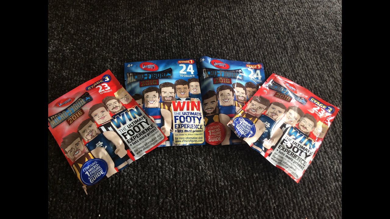 2016 AFL micro figures stage 3 2 packs+ 2 packs of stage 1 - YouTube