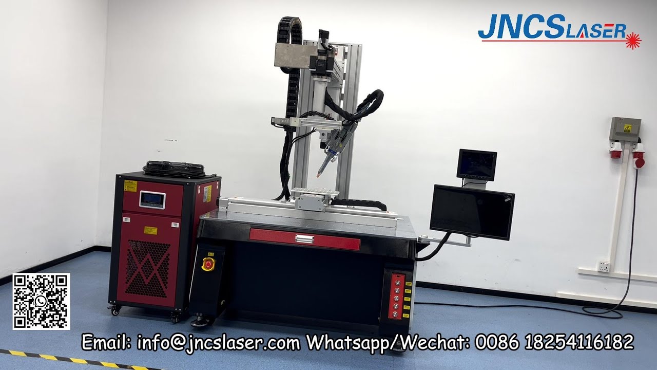 1.5kw 5 axis platform automatic fiber laser welding machine with rotating head - YouTube