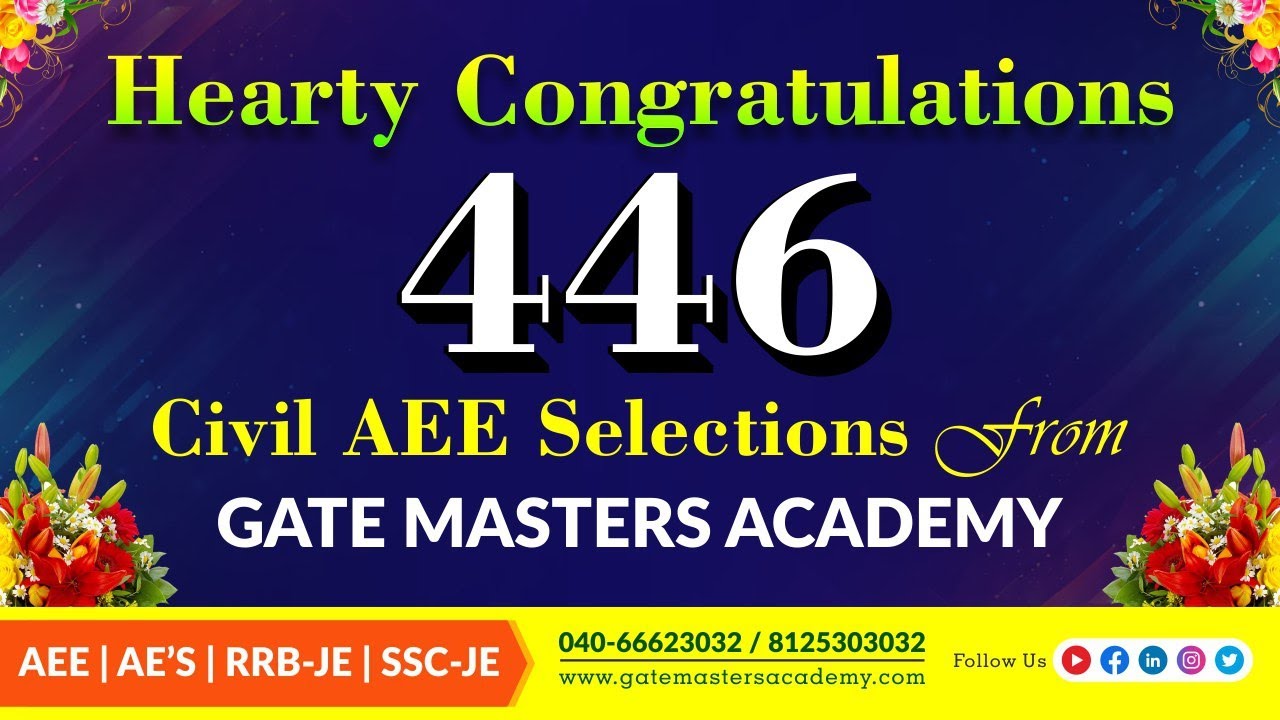 446 CIVIL-AEE SELECTIONS FROM GATE MASTERS ACADEMY | TSPSC | AEE | AE ...