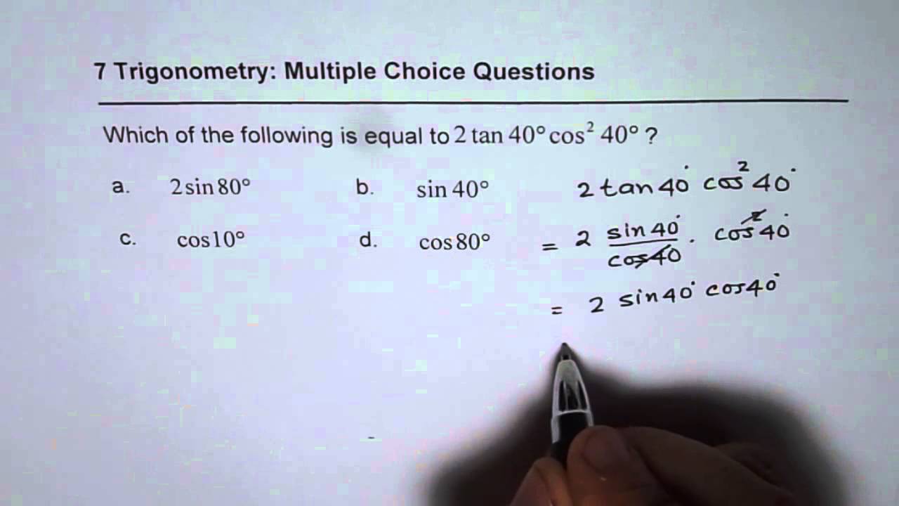 Cofunction and Compound Angle Trig Multiple Choice Question - YouTube
