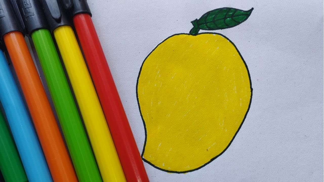 how to draw mango easy, mango drawing & coloring page, drawing, how to ...