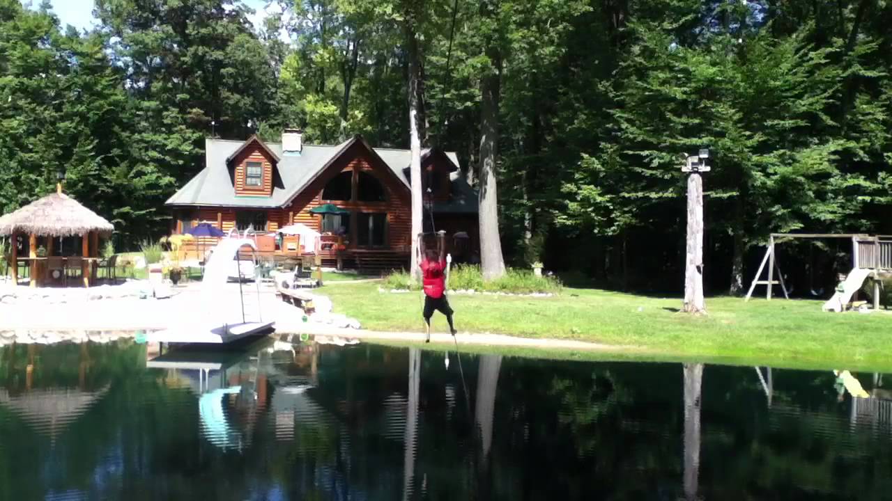 ZIPLINE OVER POND!!!!!!!!!!!! - YouTube