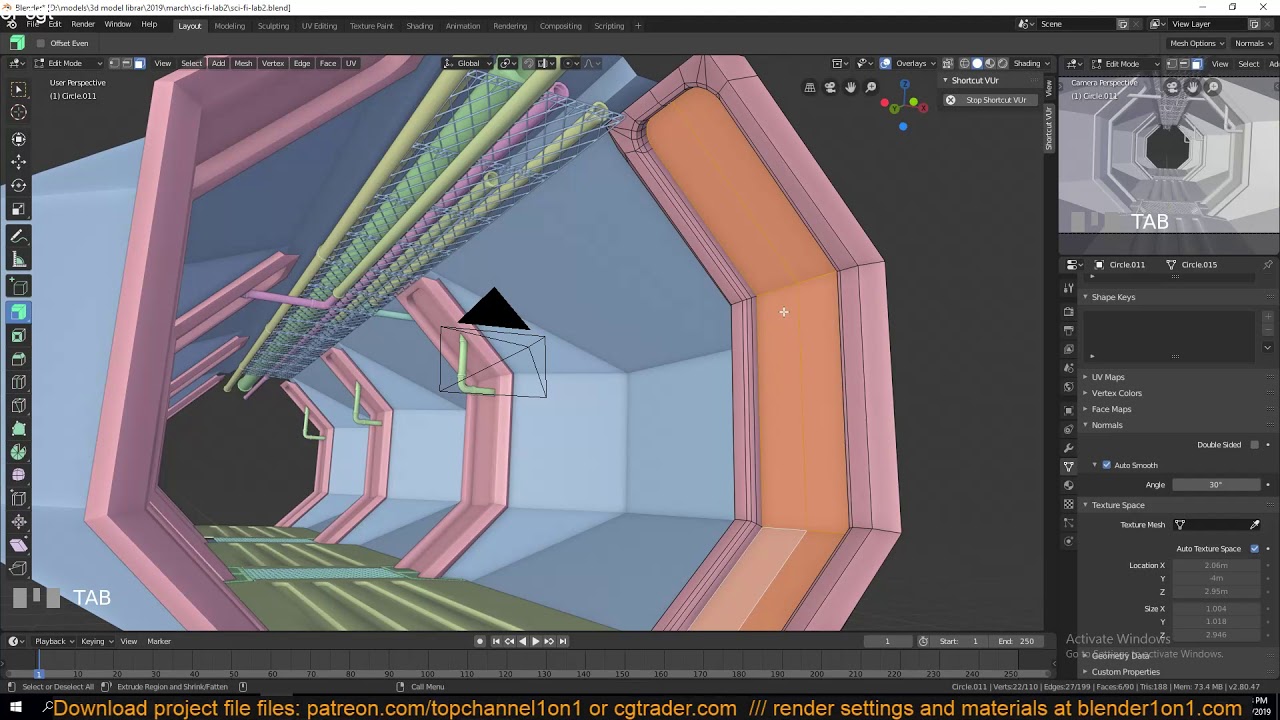 Making a sci fi corridor scene in blender 2 8 training series part 3 Using the cloth modifier to ...