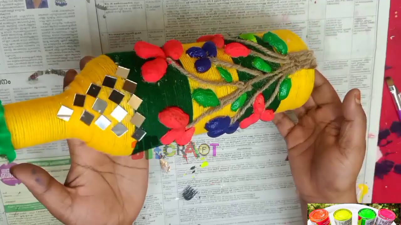 Bottle craft with groundnut shells/waste bottle art/art kala/m4tech ...