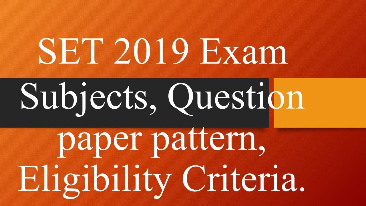 SET 2019 exam Question paper pattern. - YouTube