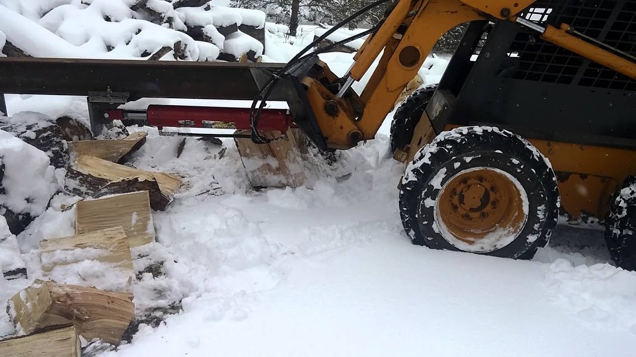 Homemade skid steer log splinter - YouTube