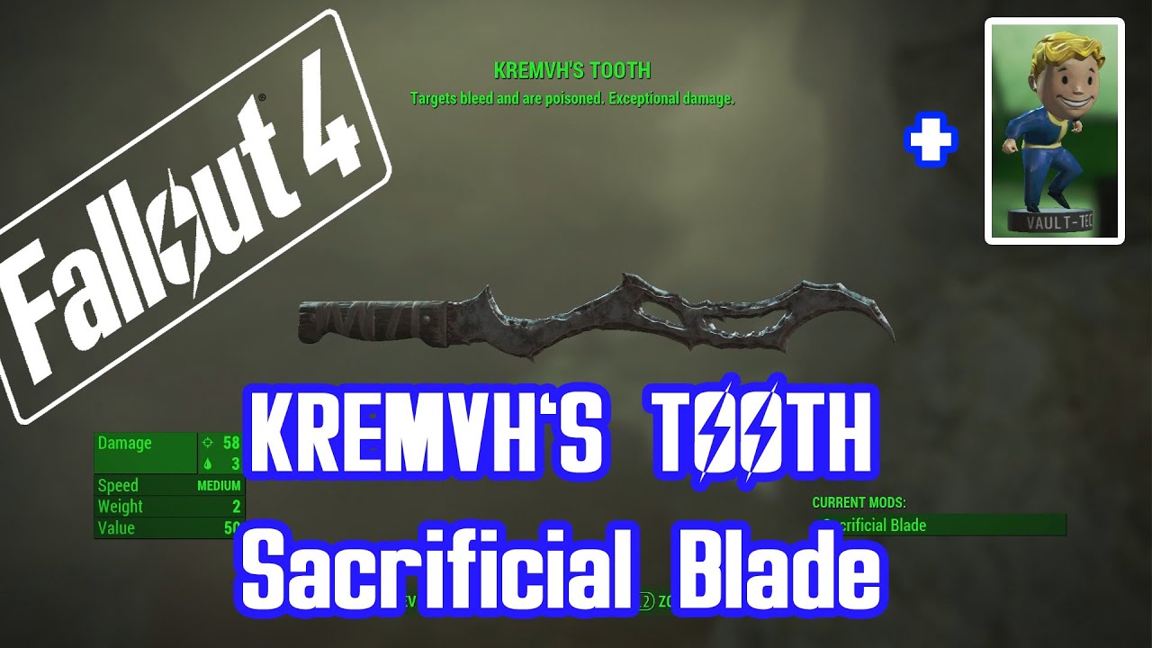 Fallout 4 - Kremvh's Tooth Sacrificial Blade - Sneak Bobblehead ...