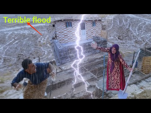 The bride and groom were caught in the most severe flood and storm.
