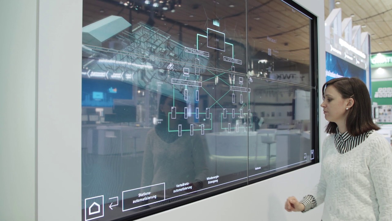 Transparente OLED 2x2 Anwendung mit primeTOUCH auf der HMI in Hannover ...