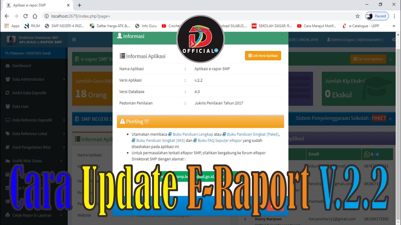 Cara Update Aplikasi E-Raport SMP Versi 2.2 - YouTube
