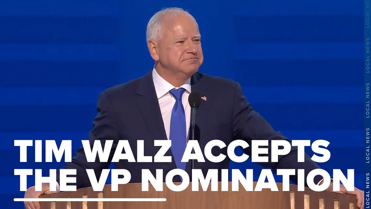 Tim Walz accepts the VP nomination - Full Speech - YouTube