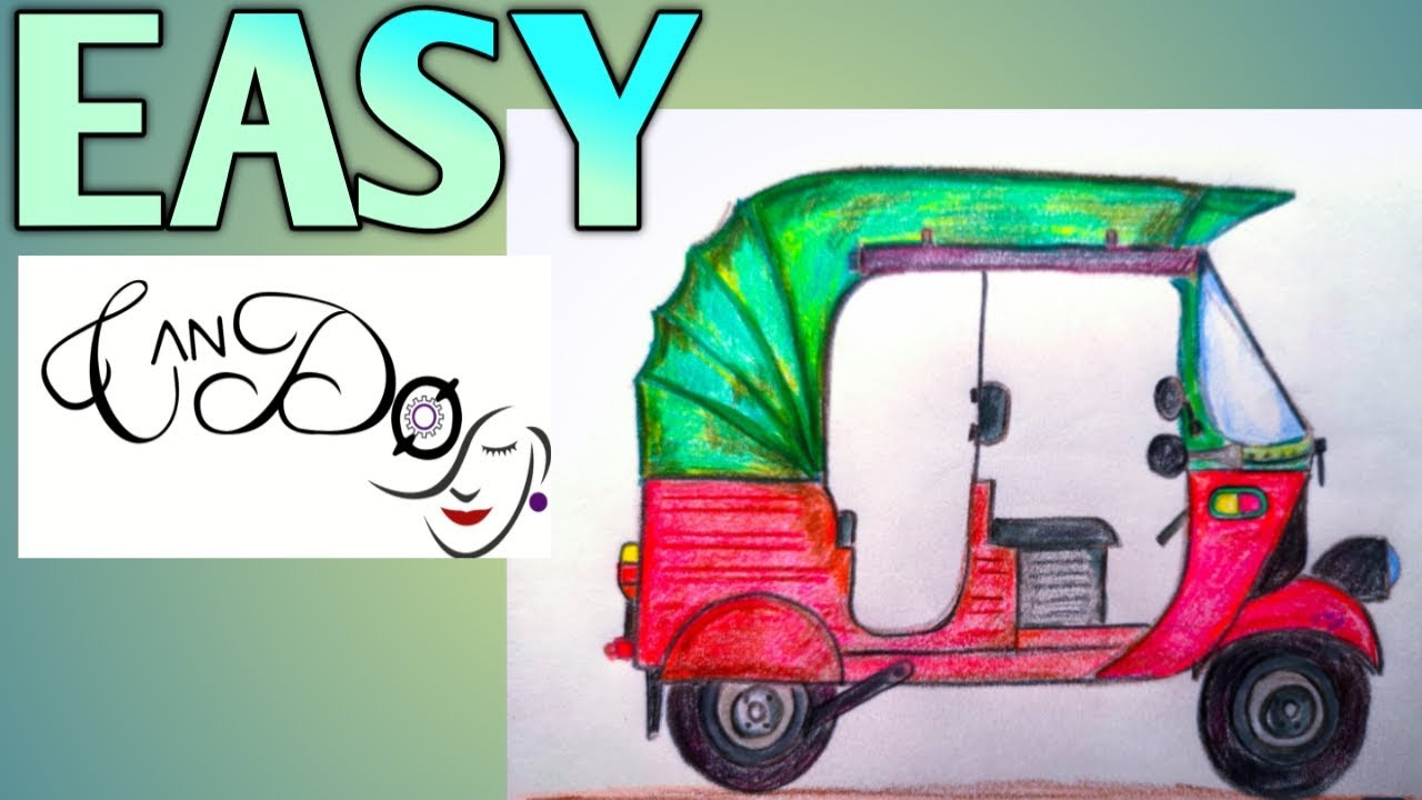 How To Draw A TukTuk Step By Step For Beginners| Easy Tuk-Tuk Drawing ...