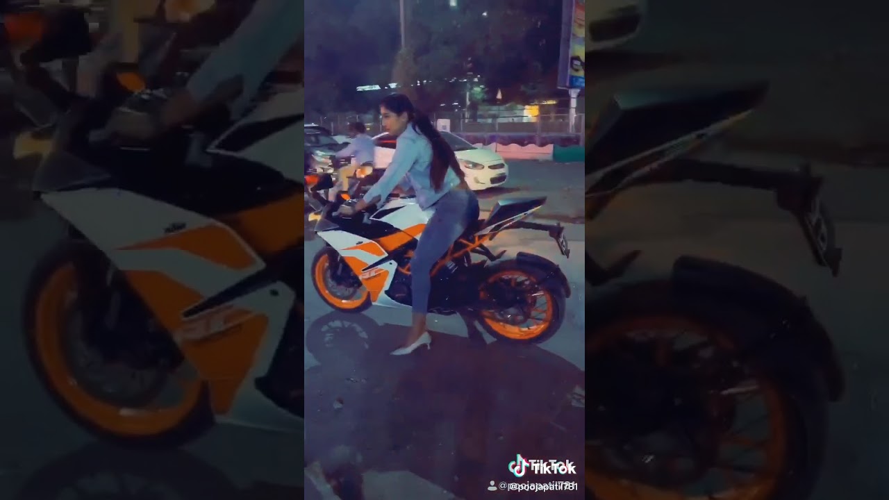 Girl riding KTM Duke wearing heels - YouTube