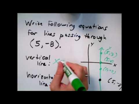 Writing the equations of vertical and horizontal lines through a given ...